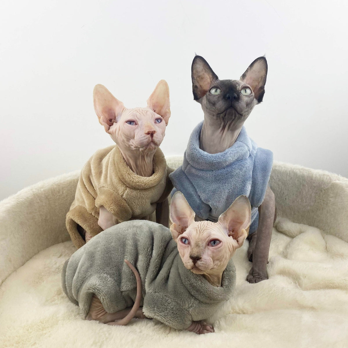 Sphynx Cat Clothes Fleece Turtleneck Sleeveless Onesie Pajama No ...